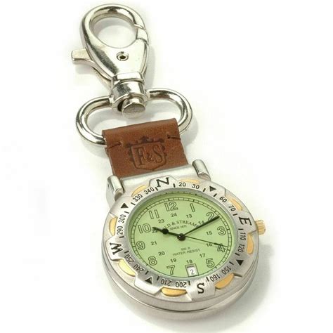 Field And Stream Camp Master Green Dial Multi Function Compass Leather Pocket Watch