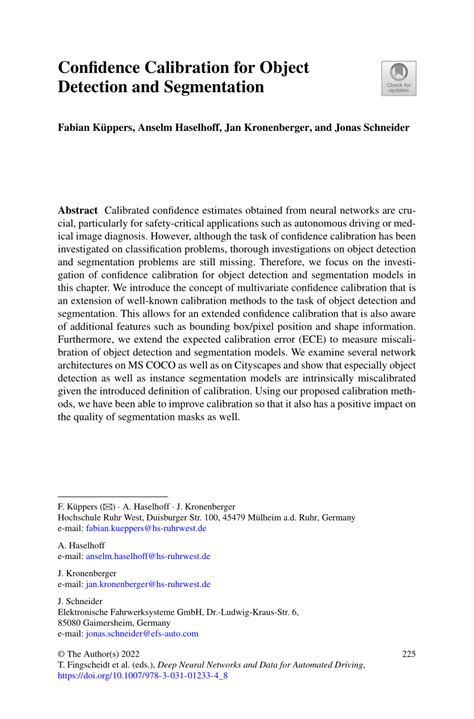 Pdf Confidence Calibration For Object Detection And Segmentation