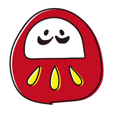 だるまの無料フリーイラスト かわいい手描きの無料素材「てがきっず」保育園・小学校・介護施設にぴったりのフリー素材イラスト