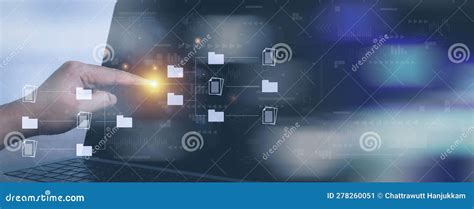 Business Online Technology Document Management System Concept Stock