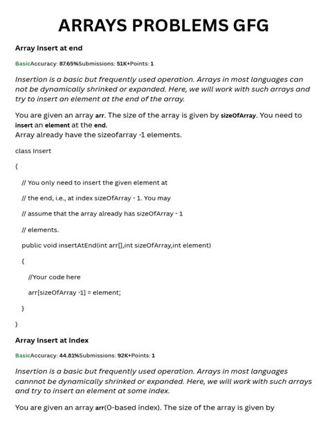 Arrays Problems Gfg Pdf Integer Computer Science Pointer Computer Programming