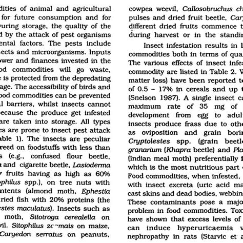 Pdf Detection Of Insect Infestation In Stored Foods
