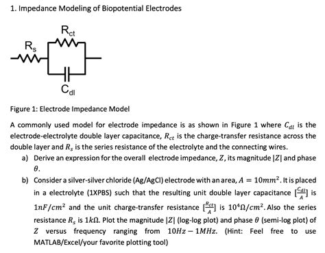 solved 1 impedance modeling of biopotential electrodes