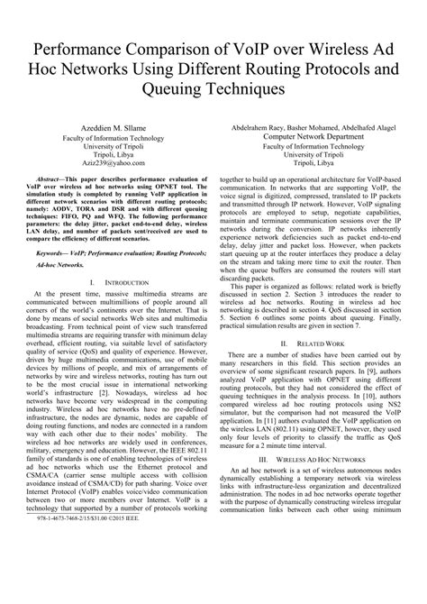 Pdf Performance Comparison Of Voip Over Wireless Ad Hoc Networks