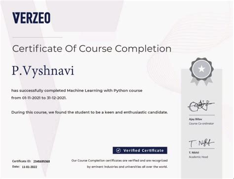 vyshnavi poosala on linkedin successfully completed machine learning