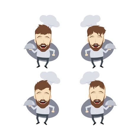 마스터 요리사 만화 프리미엄 벡터