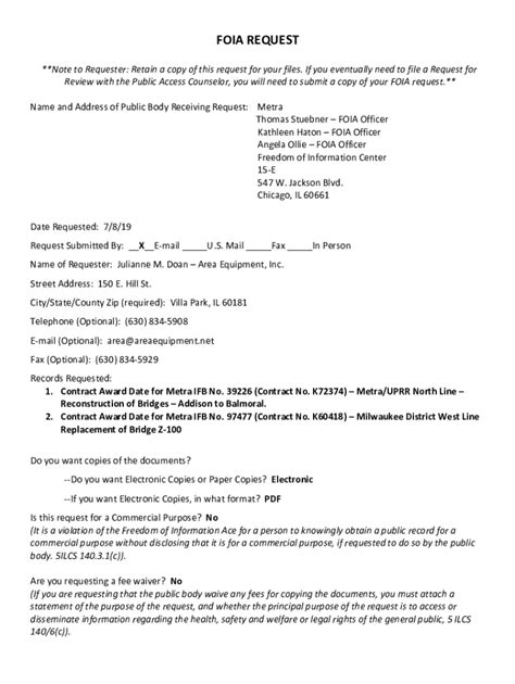 Fillable Online Freedom Of Information Act Foia Request For Public Records Fax Email Print