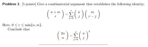 solved problem 1 [5 points] give a combinatorial argument