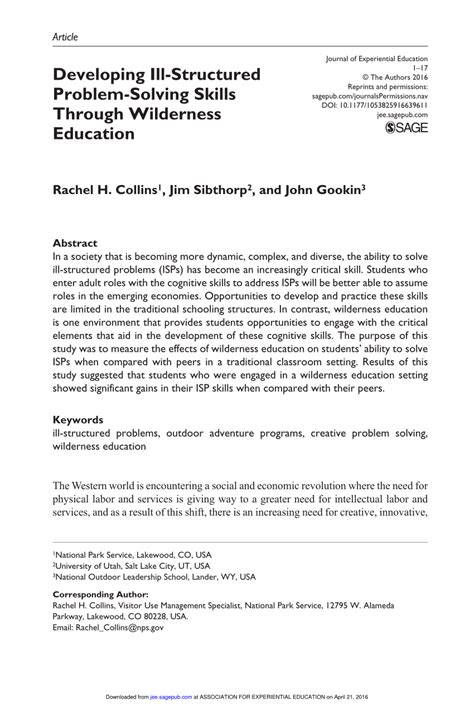 pdf developing ill structured problem solving skills through