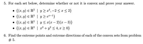 solved 5 for each set below determine whether or not it is