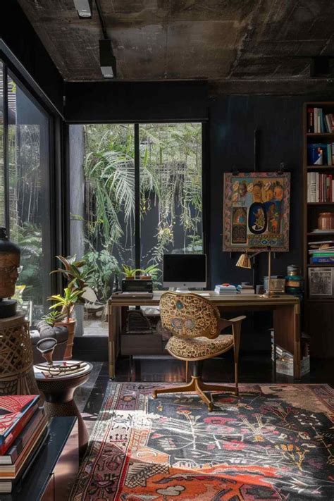 32 Home Office Ideas Mix Maximalist Ideas With A Dark Palette Concept