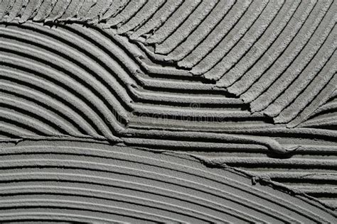 Gray Wall Glue Plaster Comb Surface Prepared For Tiling Tile Adhesive