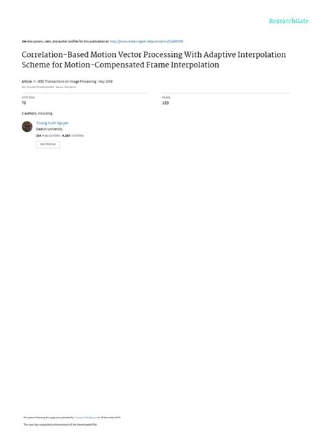 Correlation Based Motion Vector Processing With Adaptive Interpolation