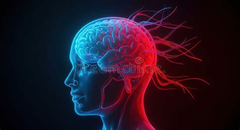 Colorful 3d Render Of Human Brain With Neural Connections Futuristic