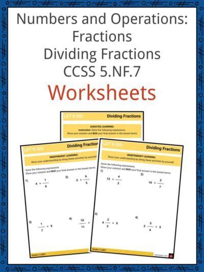Numbers And Operations Fractions Dividing Fractions Ccss 5nf7