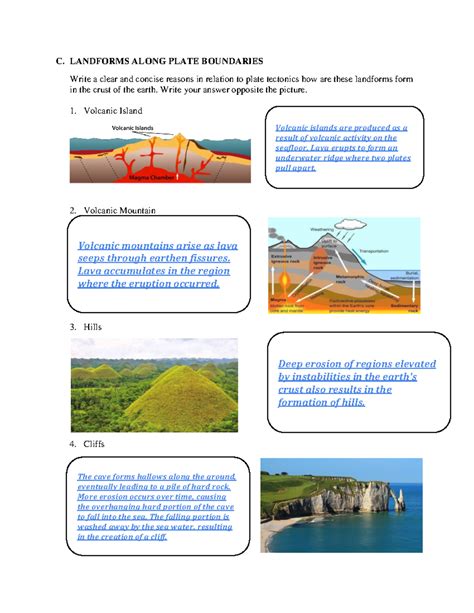 23 Landforms Along Plate Boundaries C Landforms Along Plate Boundaries Write A Clear And