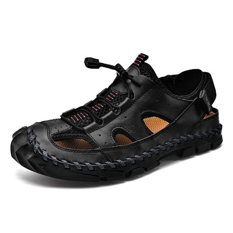 Hicooer Goohik Mens Closed Toe Sandals Sport Sandals Casual Leather