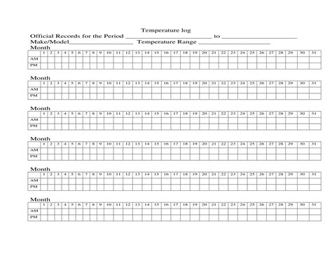 Free Printable Temperature Log Templates [excel Word Pdf
