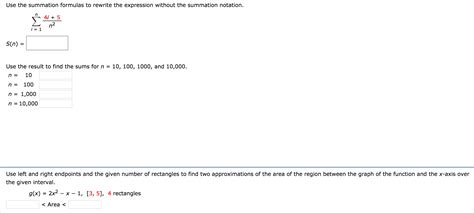 solved use the summation formulas to rewrite the expression
