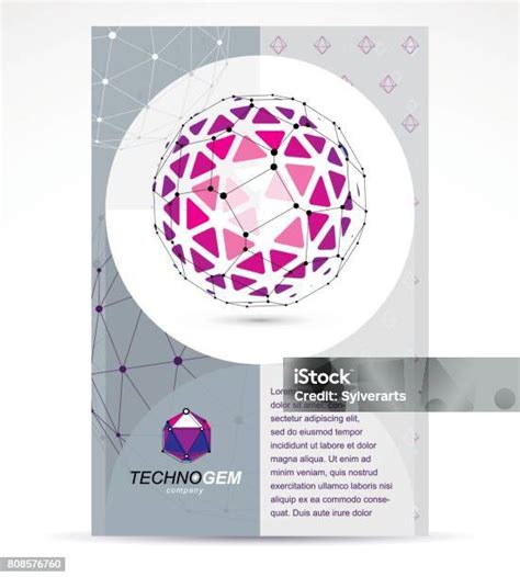 웹 기술 책자 표지 디자인 회사 3d 디자인 화려한 추상적인 벡터 측면 모양입니다 0명에 대한 스톡 벡터 아트 및 기타 이미지 0명 3차원 형태 개념 Istock