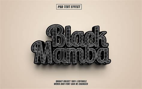 Premium Psd Black Mamba Text Effect Font Editable Typography 3d Text