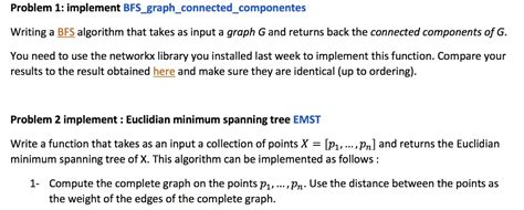 Solved Problem 1 Implement Bfsgraphconnectedcomponents Write A Bfs