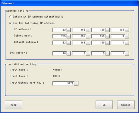 Setting Communication Specifications Ethernet Non Procedure