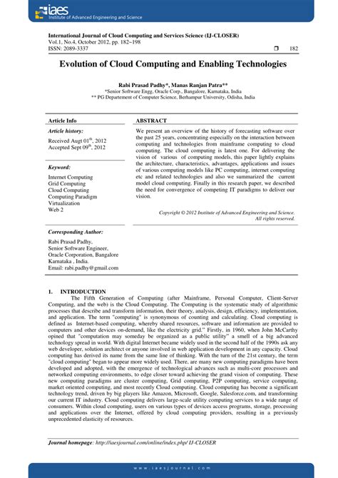 pdf evolution of cloud computing and enabling technologies