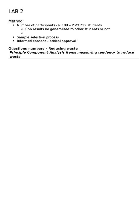 Lab 2 Lab 2 Notes For Report 1 Lab 2 Method Number Of Participants