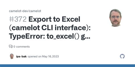 Export To Excel Camelot CLI Interface TypeError To Excel Got An Unexpected Keyword