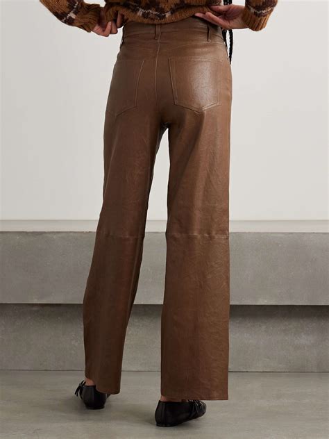 Frame Le Slim Palazzo Leather High Rise Wide Leg Pants Net A Porter
