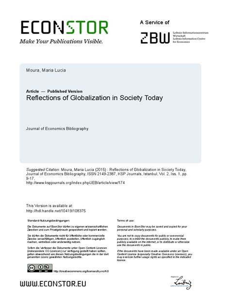 Reflection On Globalization Pdf Globalization Economic Inequality