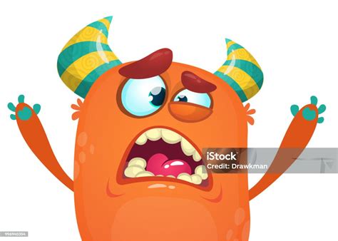 성 난 만화 괴물입니다 성 난 오렌지 몬스터 감정입니다 할로윈 벡터 일러스트 레이 션 Bigfoot에 대한 스톡 벡터 아트 및 기타 이미지 Bigfoot 공포 무서움