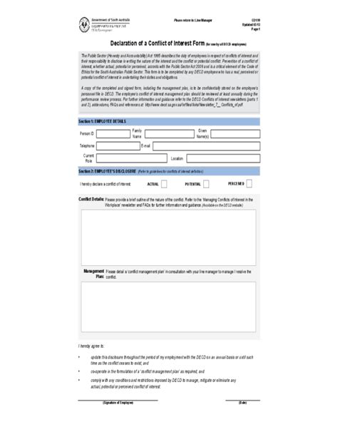 Declaration Of Interest Form Fillable Printable PDF Forms