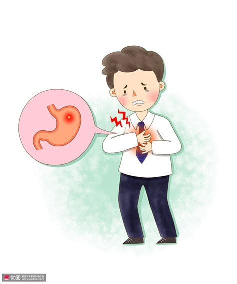 胃部疾病溃疡病变手绘人物医疗健康插画 医疗保健 健康诊断 花瓣网