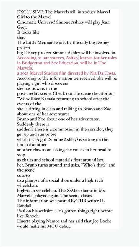 New Rumors Simone To Be Introduced As Jean Grey In The Marvels” End