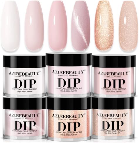 Azurebeauty Dip Powder Nail Set 6 Colors Nude Pink Glitter