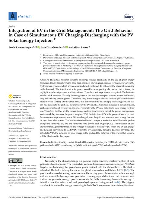 Pdf Integration Of Ev In The Grid Management The Grid Behavior In Case Of Simultaneous Ev