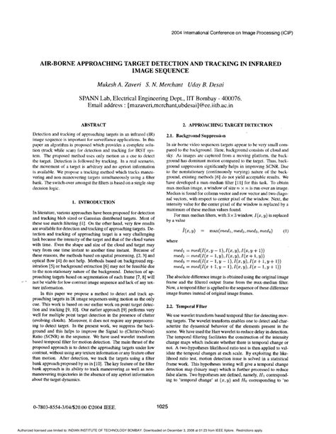 Pdf Air Borne Approaching Target Detection And Tracking In Infrared