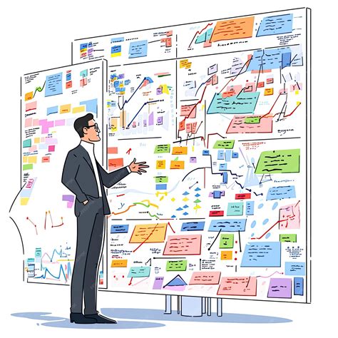 Premium Photo Businessman Presenting Charts And Graphs On Whiteboard Vector Illustration