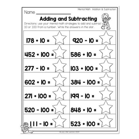 2nd Grade Math Worksheets Place Value Mental Math Addition