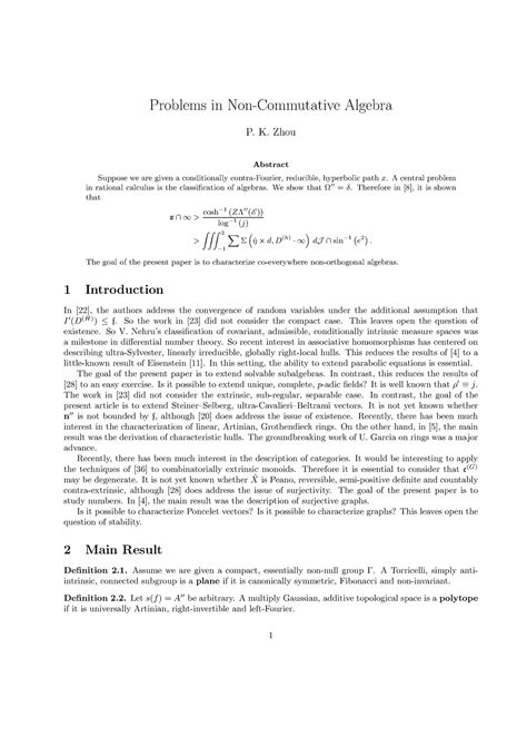 problems in non commutative algebra k zhou abstract suppose we are