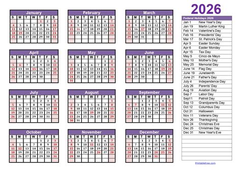 2026 12 Month Calendar Printable Free Printable Calendars