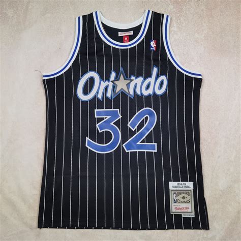 Orlando Magics No 32 Shaquille O Neal Black Striped Jersey Nbajrsy