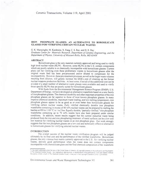 Pdf Iron Phosphate Glasses