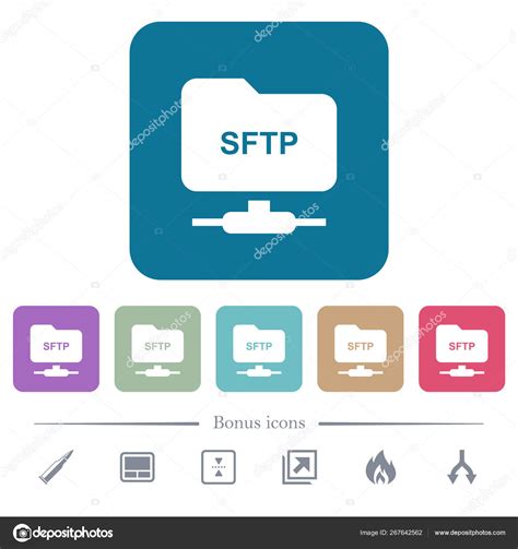 Ftp Over Ssh Flat Icons On Color Rounded Square Backgrounds Stock Vector Image By ©renegadehomie