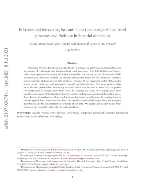 Pdf Inference And Forecasting For Continuous Time Integer Valued