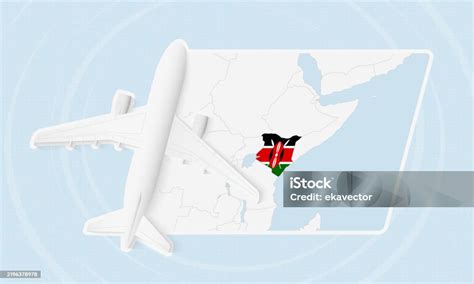 케냐 여행 일러스트 와 비행기와 국기 케냐 지도를 통해 비행하는 비행기 0명에 대한 스톡 벡터 아트 및 기타 이미지 0명 공중 뷰 관광 Istock
