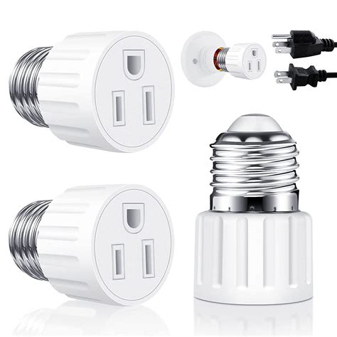2 Pack E26 E27 3 Prong Light Socket To Plug Adapterlight Socket