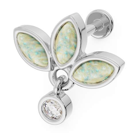Opal Wildflower Dangle 14k Gold Flat Back Earring Freshtrends